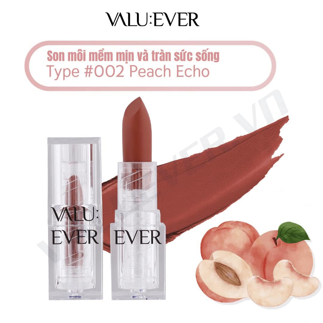 Valuever Velvet Blooming Lipstick Type #002 Peach Echo